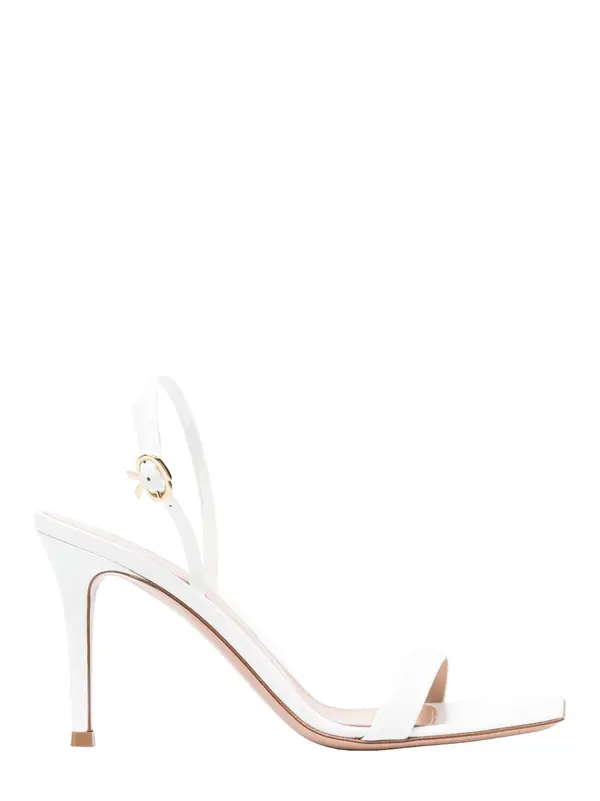 GIANVITO ROSSI Ribbon 85mm Stiletto Leather Sandals - White