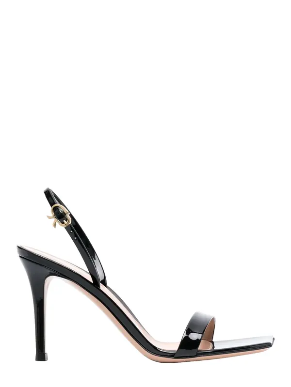 GIANVITO ROSSI 85mm Ribbon Stiletto Leather Sandals - Black