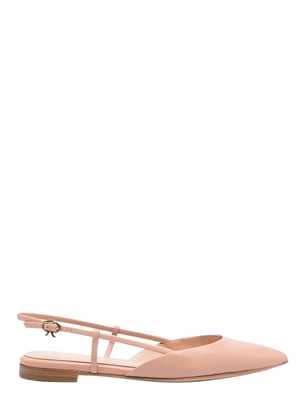 GIANVITO ROSSI Ribbon Sling Flats - Neutrals