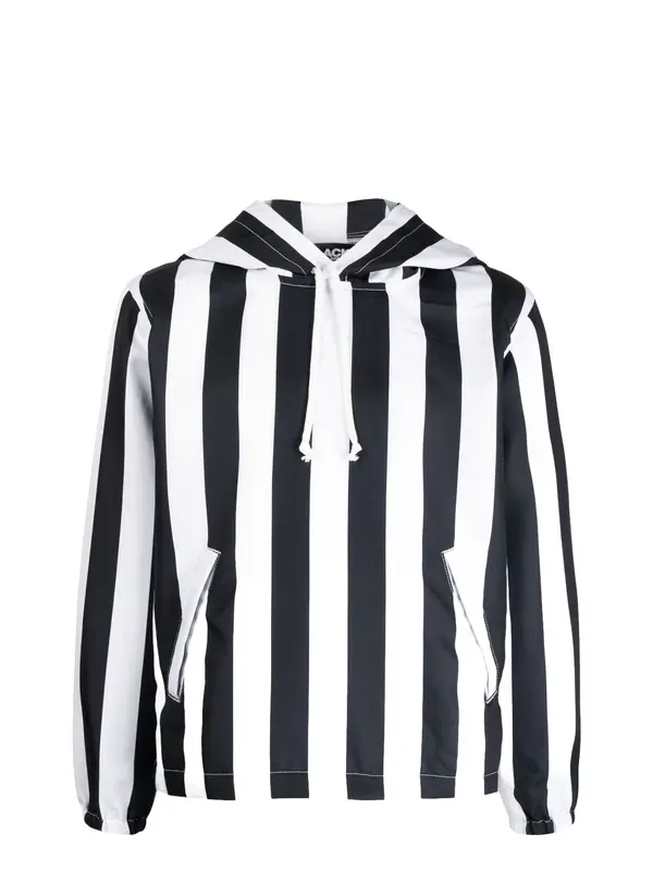 BLACK COMME DES GARÇONS Striped Long-sleeved Hoodie - White
