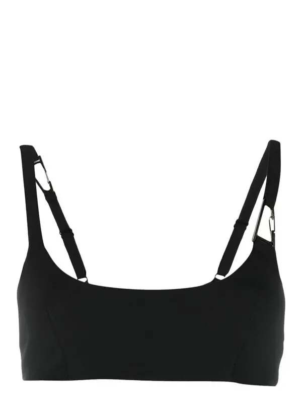 Patrizia Pepe Logo-engraved Cropped Top - Black