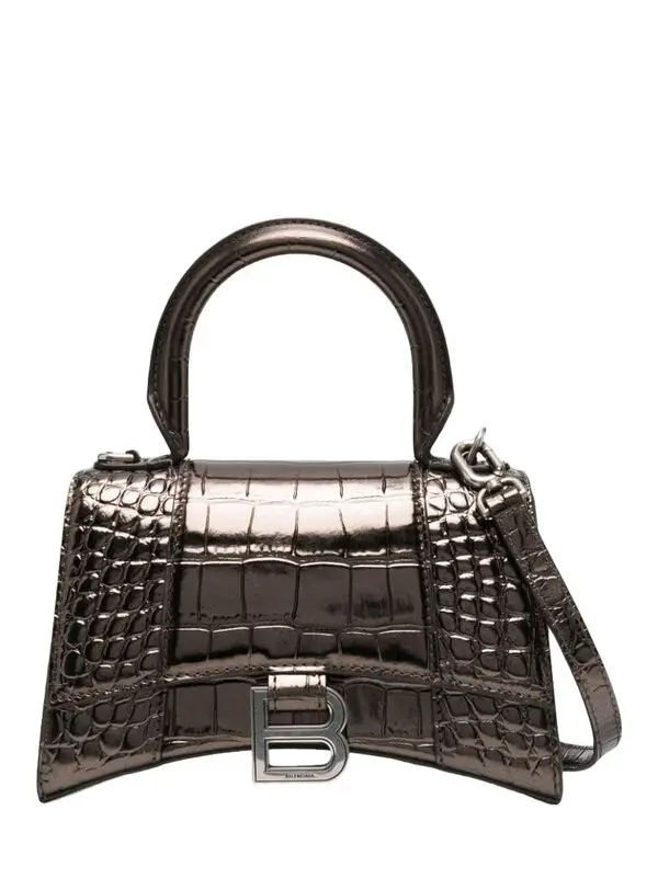 Balenciaga Hourglass Xs Crocodile-embossed Tote Bag - Brown