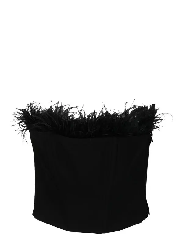 Patrizia Pepe Feather-detailing Top - Black