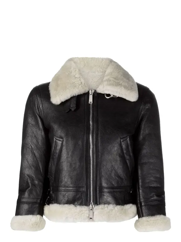 Dsquared2 Cropped Shearling Jacket - Black