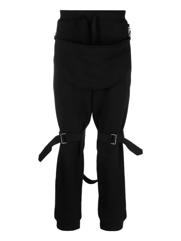 Moschino Buckled Layered Straight Trousers - Black