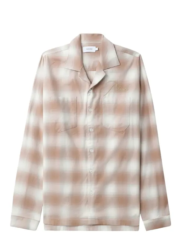 Rhude Logo-embroidered Check-print Shirt - Brown