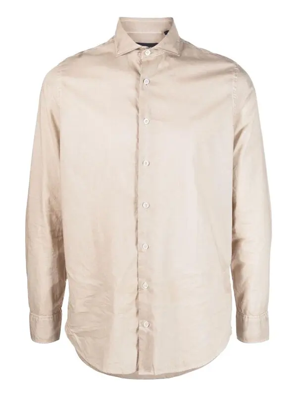LARDINI Long-sleeve Buttoned Cotton Shirt - Neutrals
