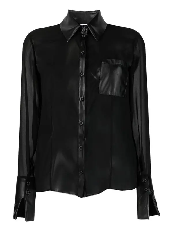 Patrizia Pepe Panelled Semi-sheer Shirt - Black