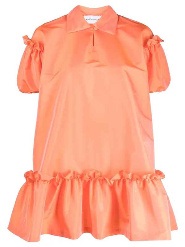 Viktor & Rolf Ruffle-trim Short-puff Sleeve Minidress - Orange