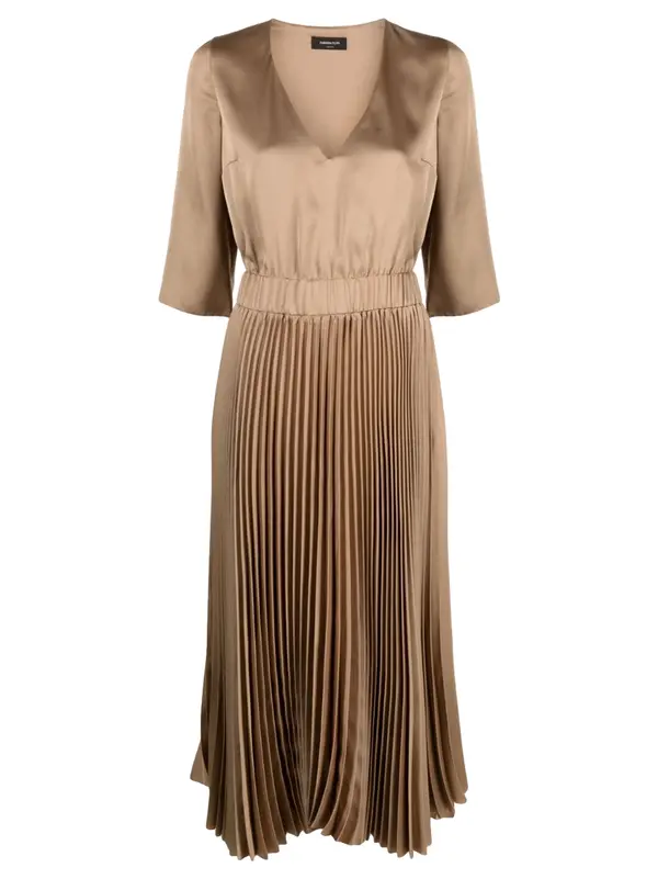 Fabiana Filippi Pleated Midi Dress - Brown