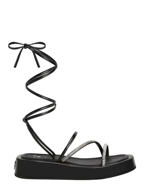 GIUSEPPE ZANOTTI Melbourne Lace Up Flatform Sandals - Black
