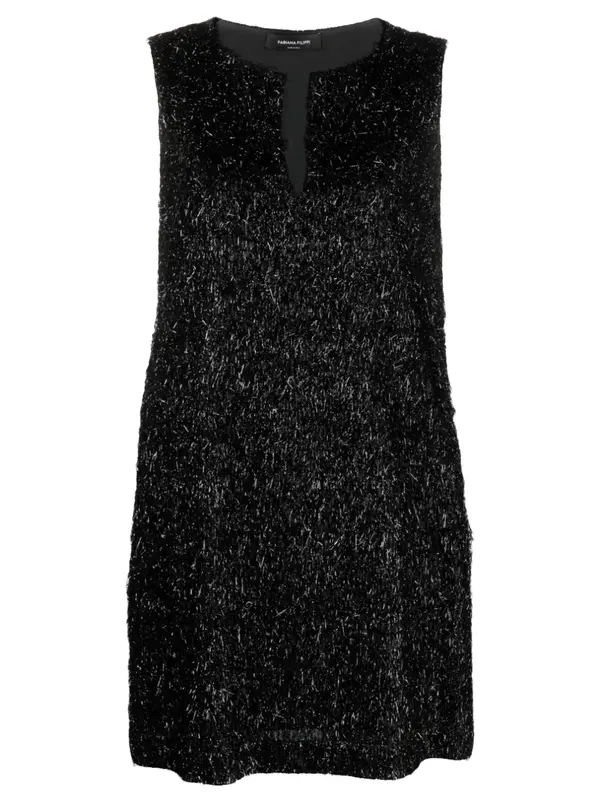Fabiana Filippi Metallic-threading Fringed Mini Dress - Black