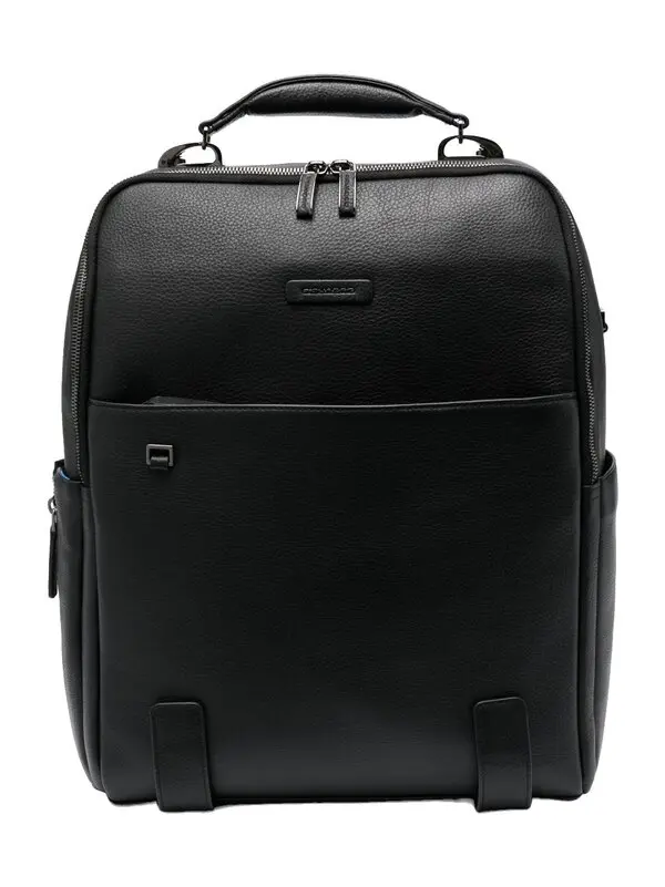 PIQUADRO Leather Backpack - Black