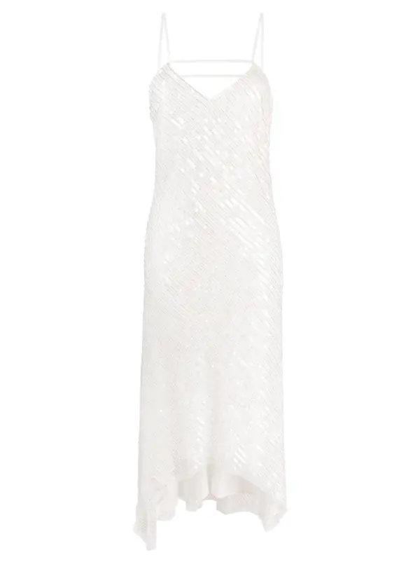 Patrizia Pepe Sequin-embellished Asymmetric Dress - White