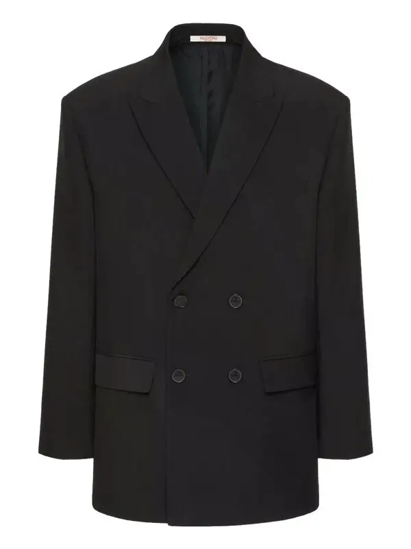 Valentino Garavani Double-breasted Wool Blazer - Black