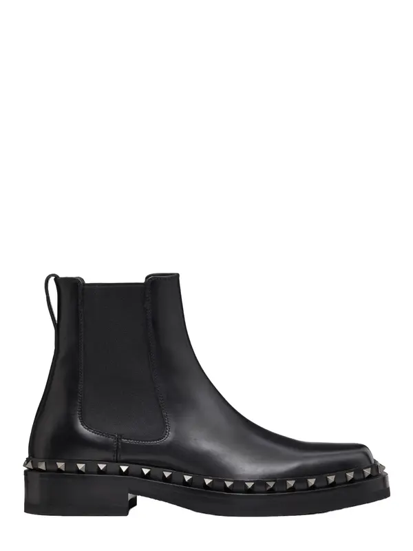 Valentino Garavani Rockstud Leather Ankle Boots - Black