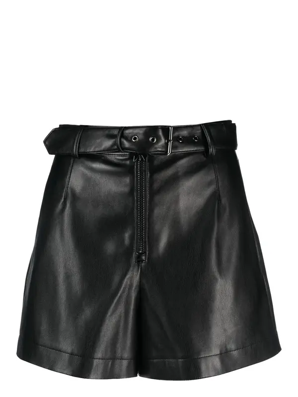 Patrizia Pepe Faux-leather Belted Shorts - Black