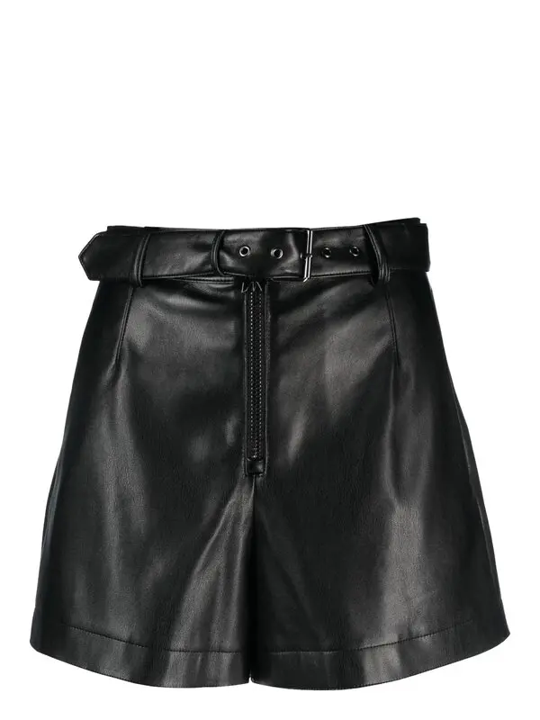 Patrizia Pepe Faux-leather Belted Shorts - Black