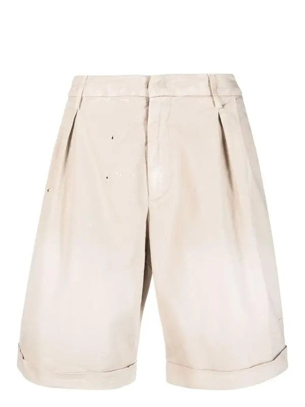 DONDUP Box-pleat Cotton Chino Shorts - Neutrals