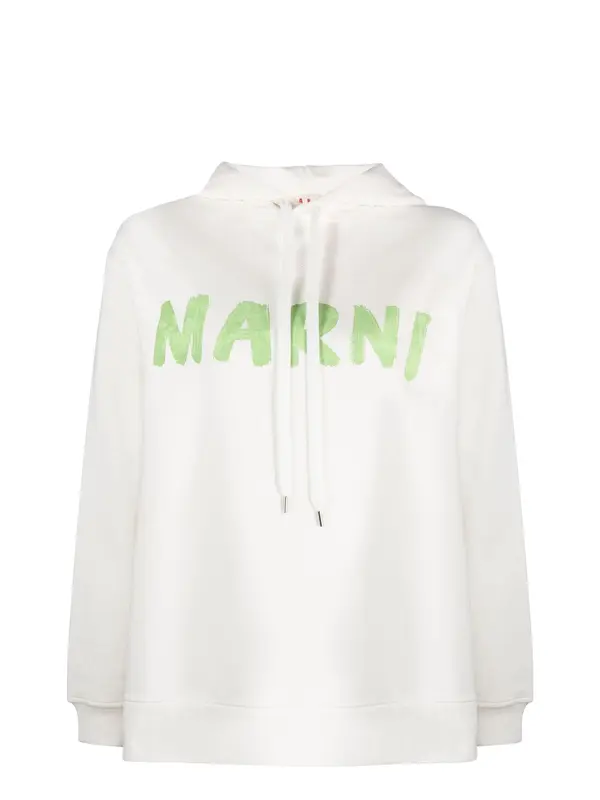 Marni Logo-print Cotton Hoodie - White