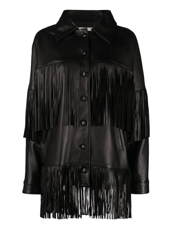 DANCASSAB Loretta Fringed Leather Jacket - Black