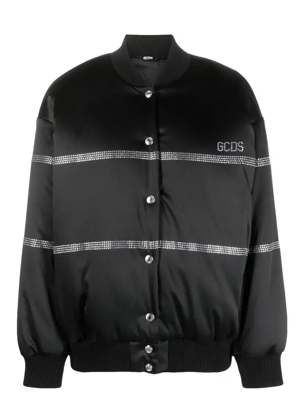 Gcds Bling Logo-embellished Bomber Jacket - Black