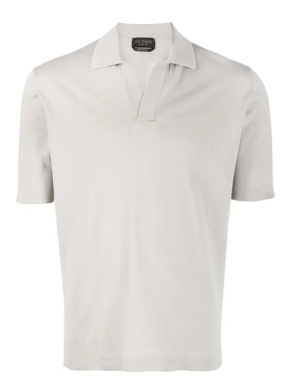 DELL'OGLIO Open-placket Cotton Polo Shirt - Grey