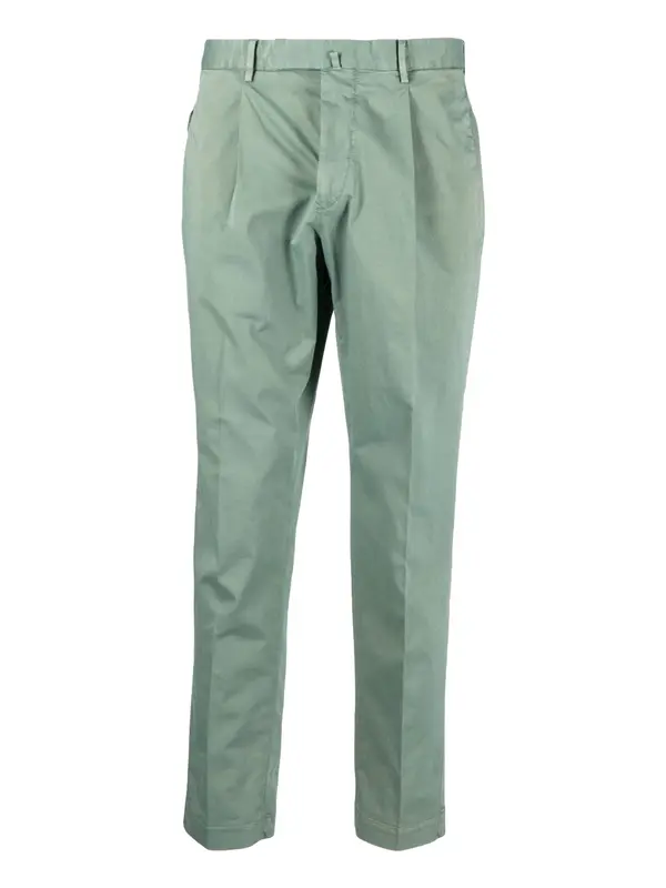 DELL'OGLIO Pleat-detail Tapered-leg Chinos - Green