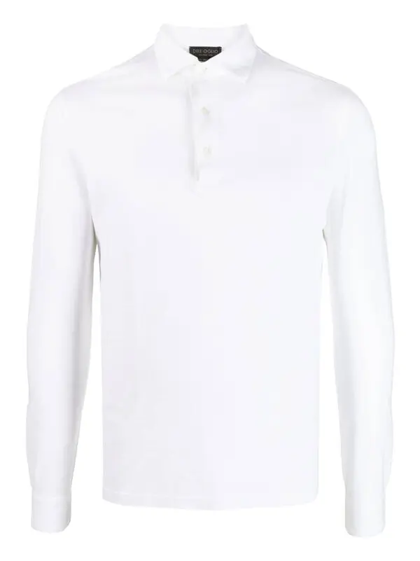 DELL'OGLIO Long-sleeve Cotton Polo Shirt - White