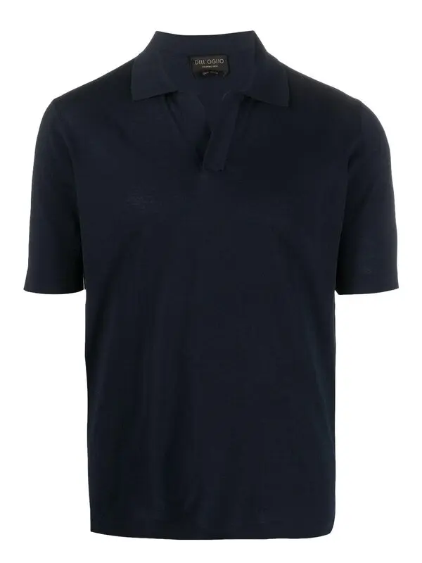 DELL'OGLIO Open-placket Cotton Polo Shirt - Blue