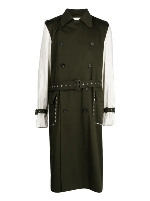 WALES BONNER Echo Panelled Trench Coat - Green