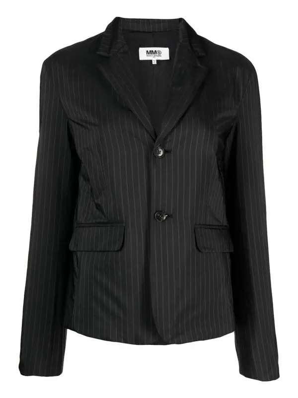 MAISON MARGIELA Single-breasted Pinstripe Blazer - Black
