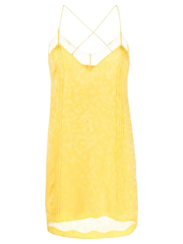 Zadig&Voltaire Lace-trimmed Leopard Jacquard Minidress - Yellow