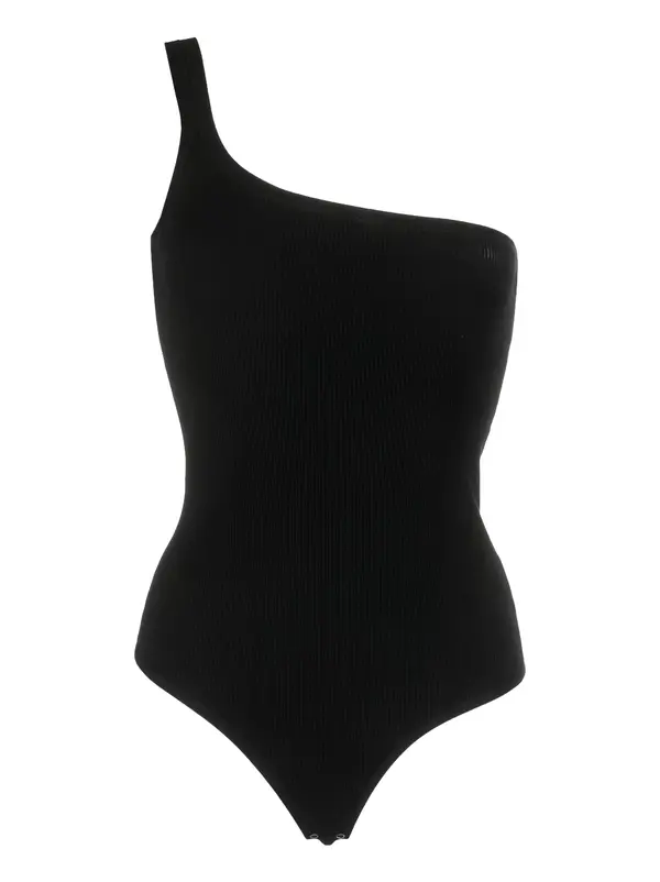 Michael Kors One-shoulder Ribbed-knit Bodysuit - Black