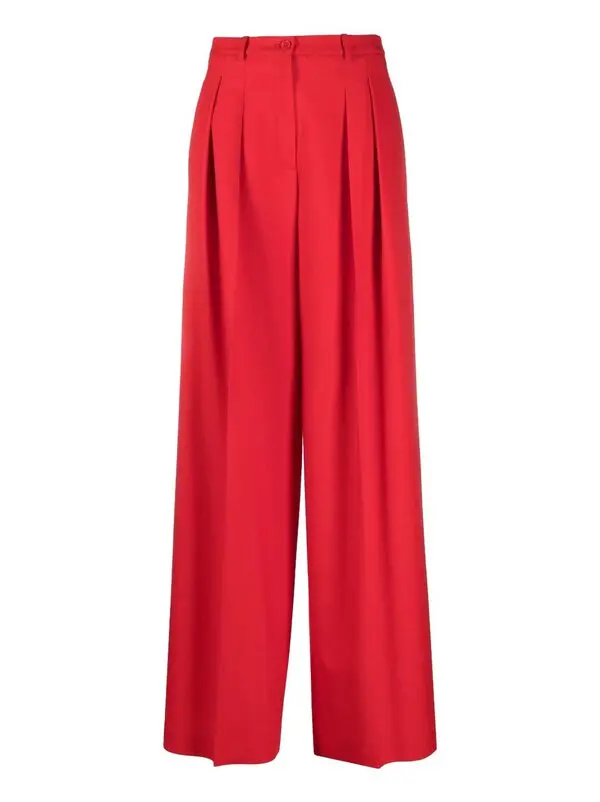 Michael Kors Box-pleat Wool Palazzo Trousers - Red