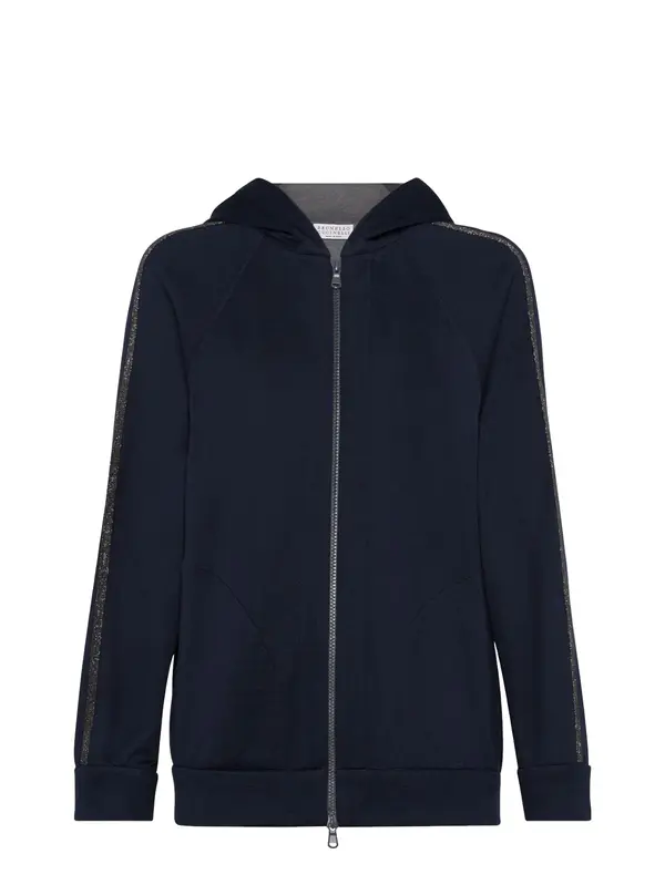 Brunello Cucinelli Zip-up Cotton-blend Hoodie - Blue