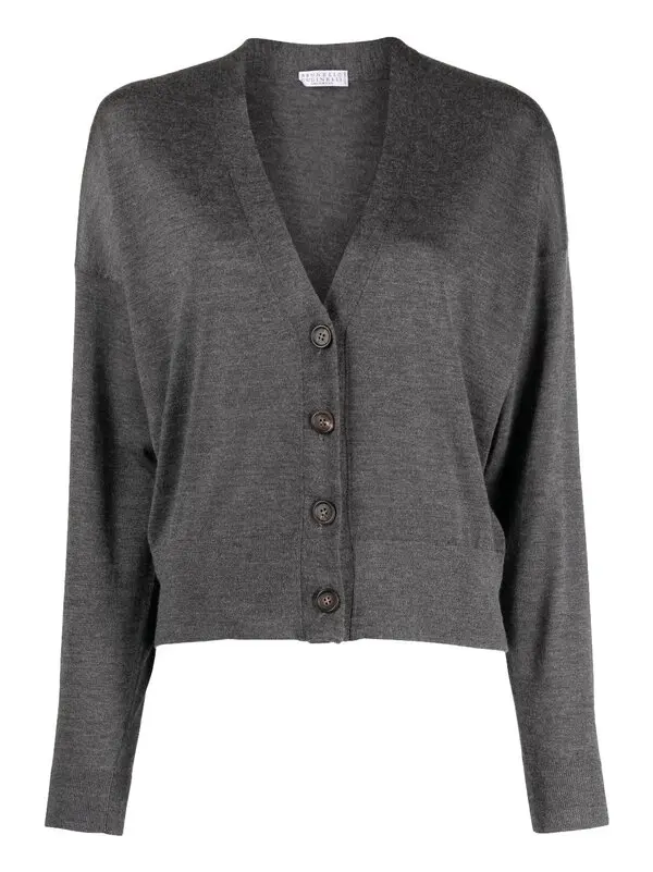 Brunello Cucinelli V-neck Button-fastening Cardigan - Grey