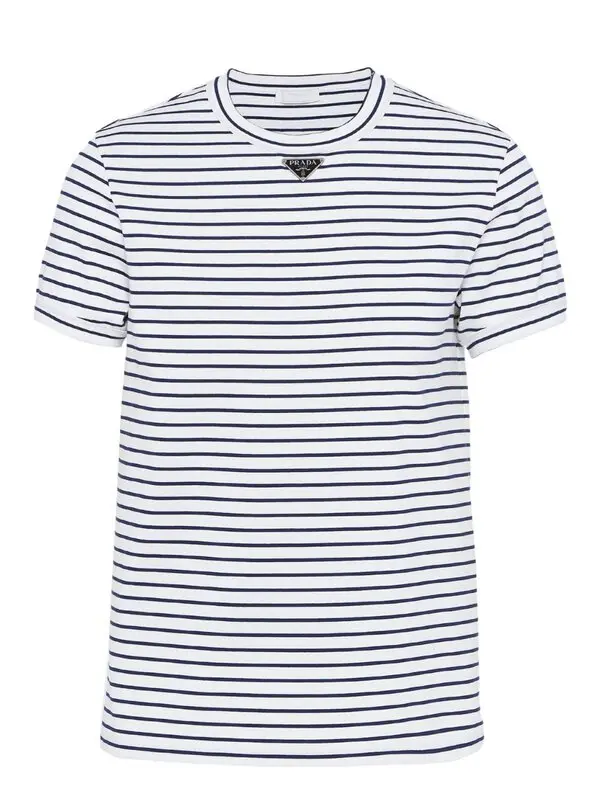 Prada Triangle-logo Striped T-shirt - Blue
