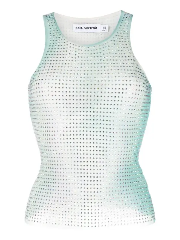 SELF-PORTRAIT Embellished Tank Top - Green