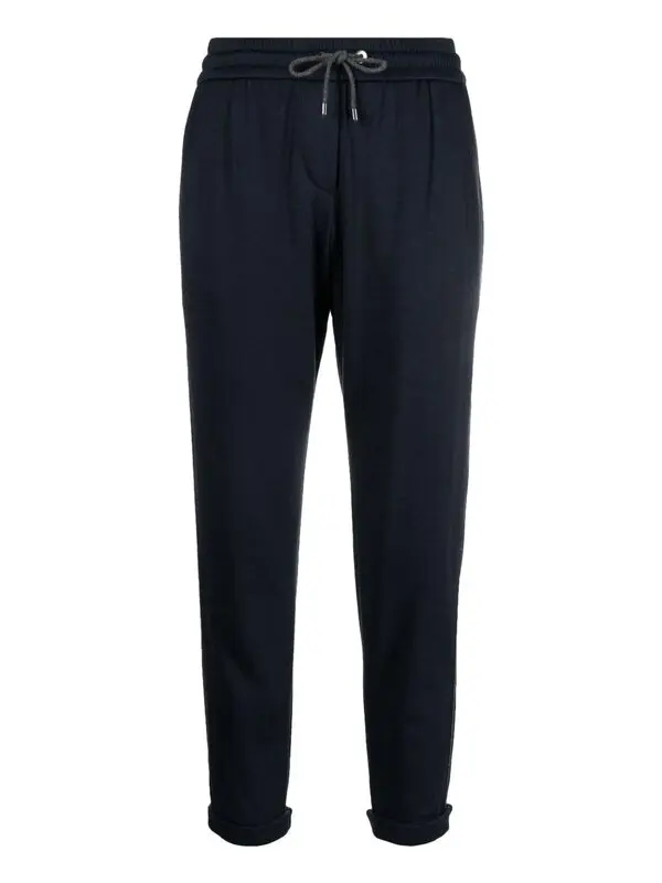 Brunello Cucinelli Cropped Drawstring-waistband Trousers - Blue