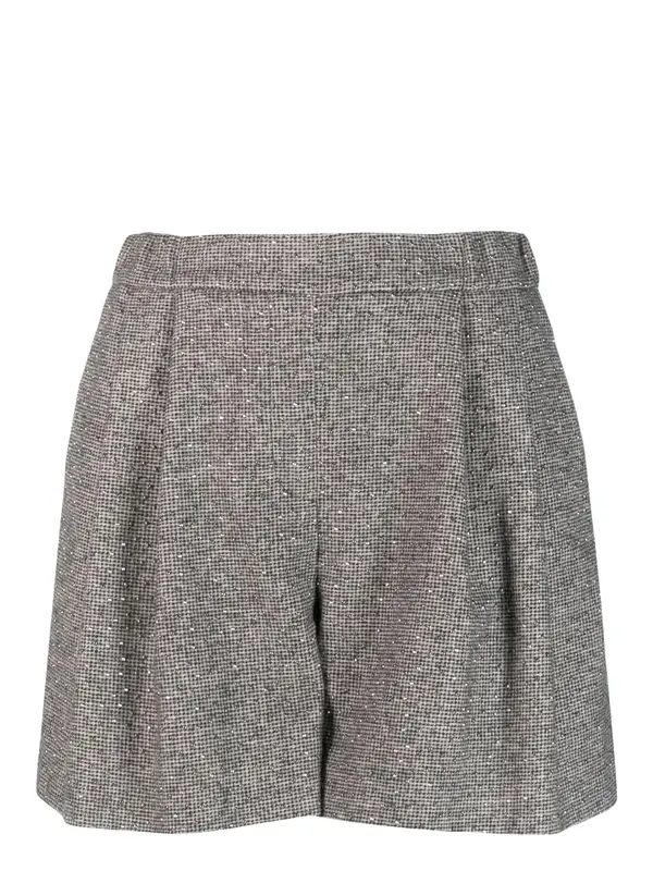 Fabiana Filippi Pleated Wool-blend Thigh-length Shorts - Neutrals
