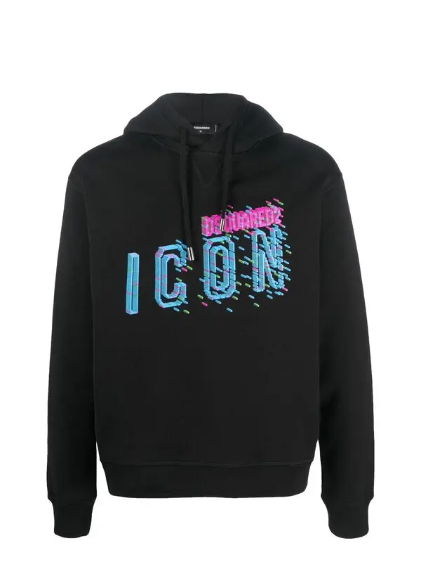 Dsquared2 Icon-print Cotton Hoodie - Black