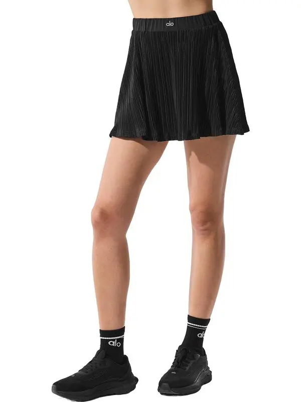 Alo Yoga Micro Plisse Tennis Skirt - Black