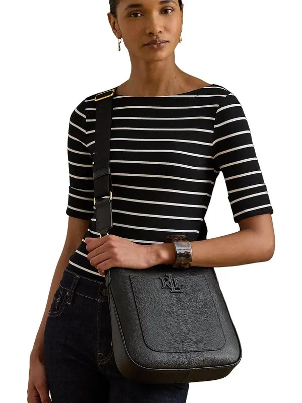 Ralph Lauren Pebbled Leather Large Cameryn Crossbody - Black