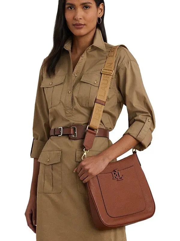 Ralph Lauren Pebbled Leather Large Cameryn Crossbody Bag - Lauren Tan