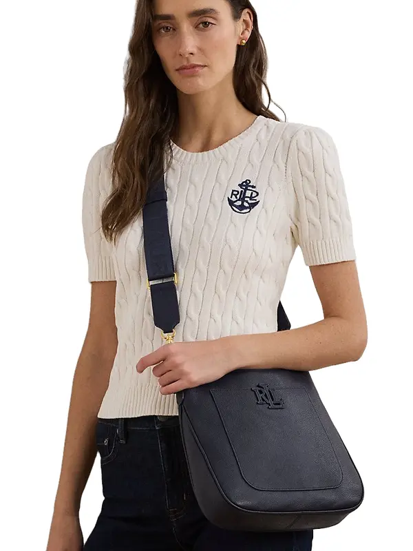 Ralph Lauren Pebbled Leather Large Cameryn Crossbody Bag - Refined Navy