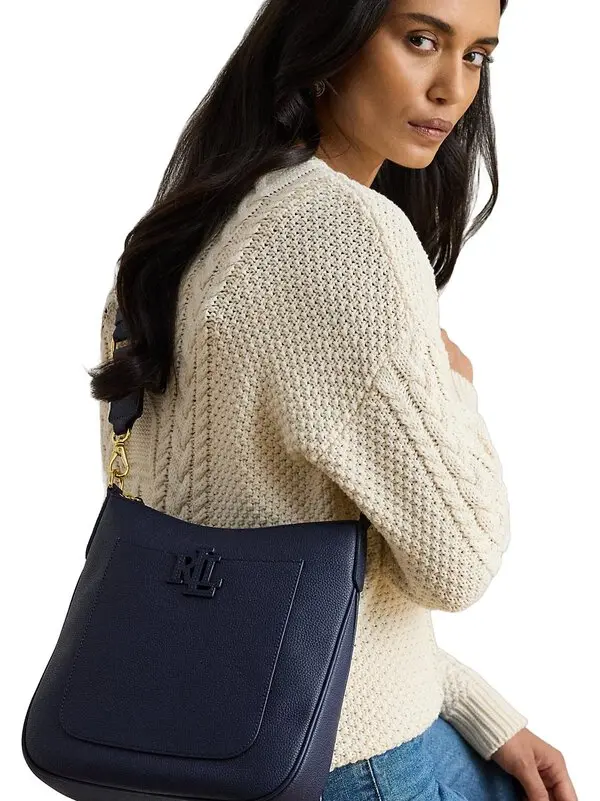 Ralph Lauren Pebbled Leather Large Cameryn Crossbody - Refined Navy