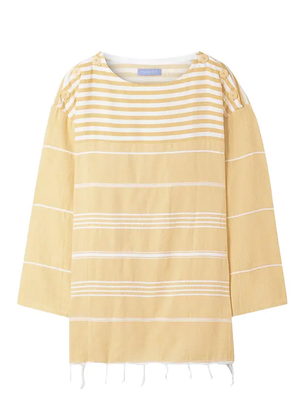 Paradised Waverunner Striped Cotton Tunic - Pastel Yellow