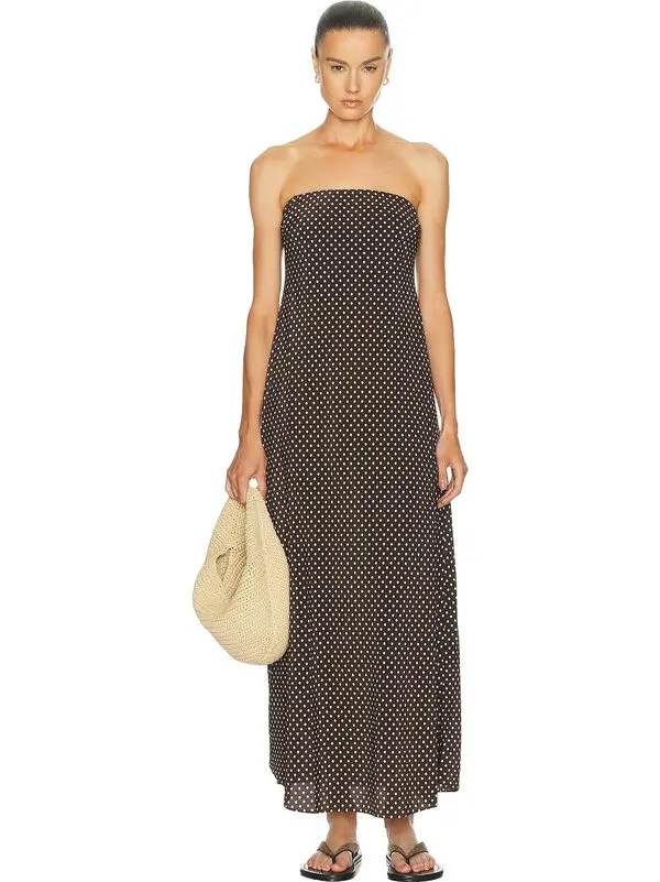 Matteau Bias Column Dress Chocolate Polka Dot - Polka Dot Chocolate