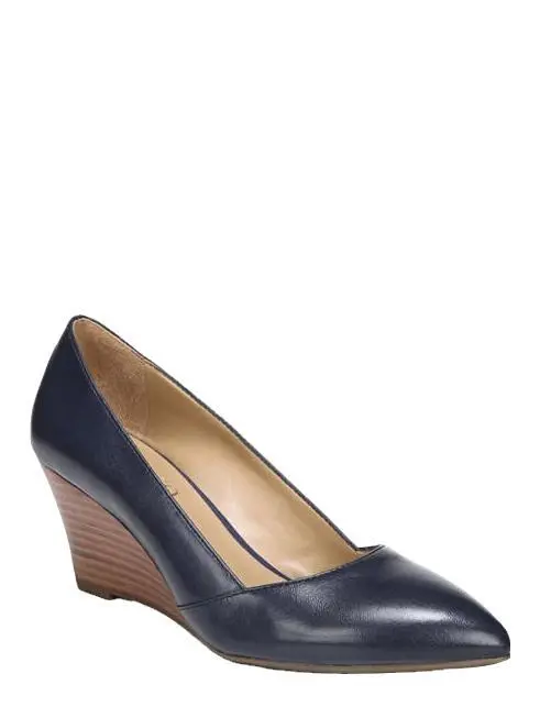 Franco Sarto Frankie Leather Wedge Pump - Midnight Blue